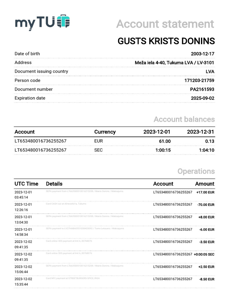 Statement | PDF | Payments | Euro