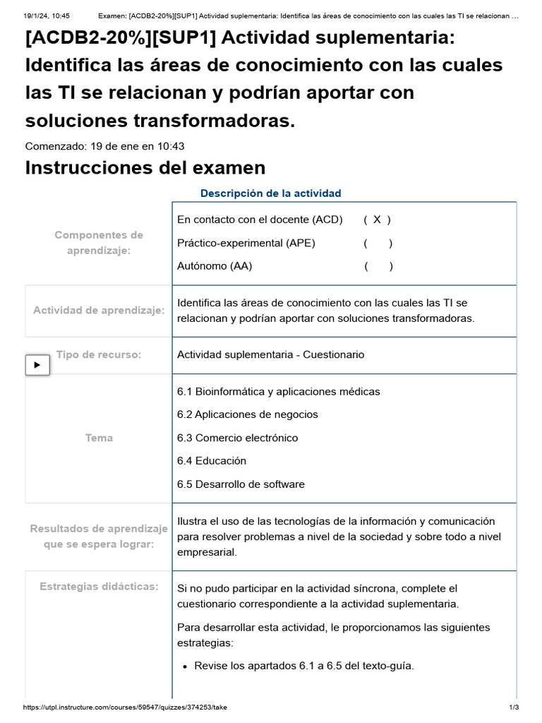 Examen - (ACDB2-20%) (SUP1) Actividad Suplementaria - Identifica Las ...