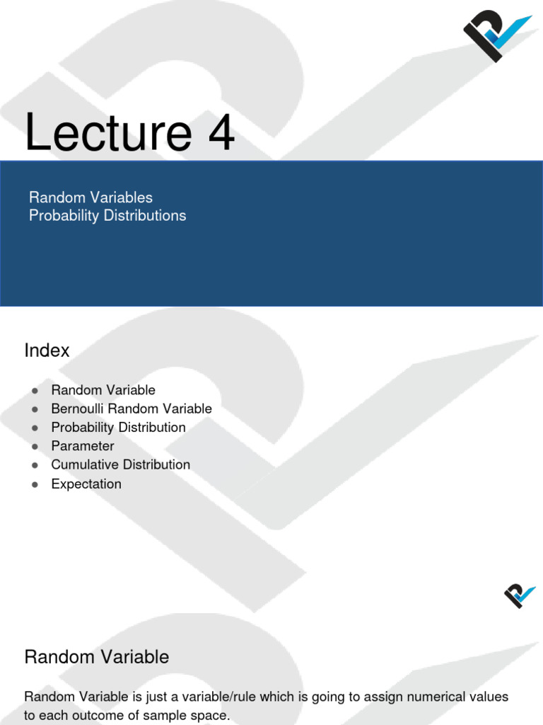 Lecture 4 | PDF | Probability Distribution | Random Variable