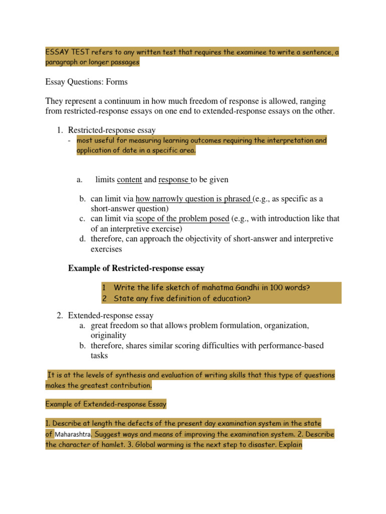 Essay Questions | PDF | Essays | Standardized Tests