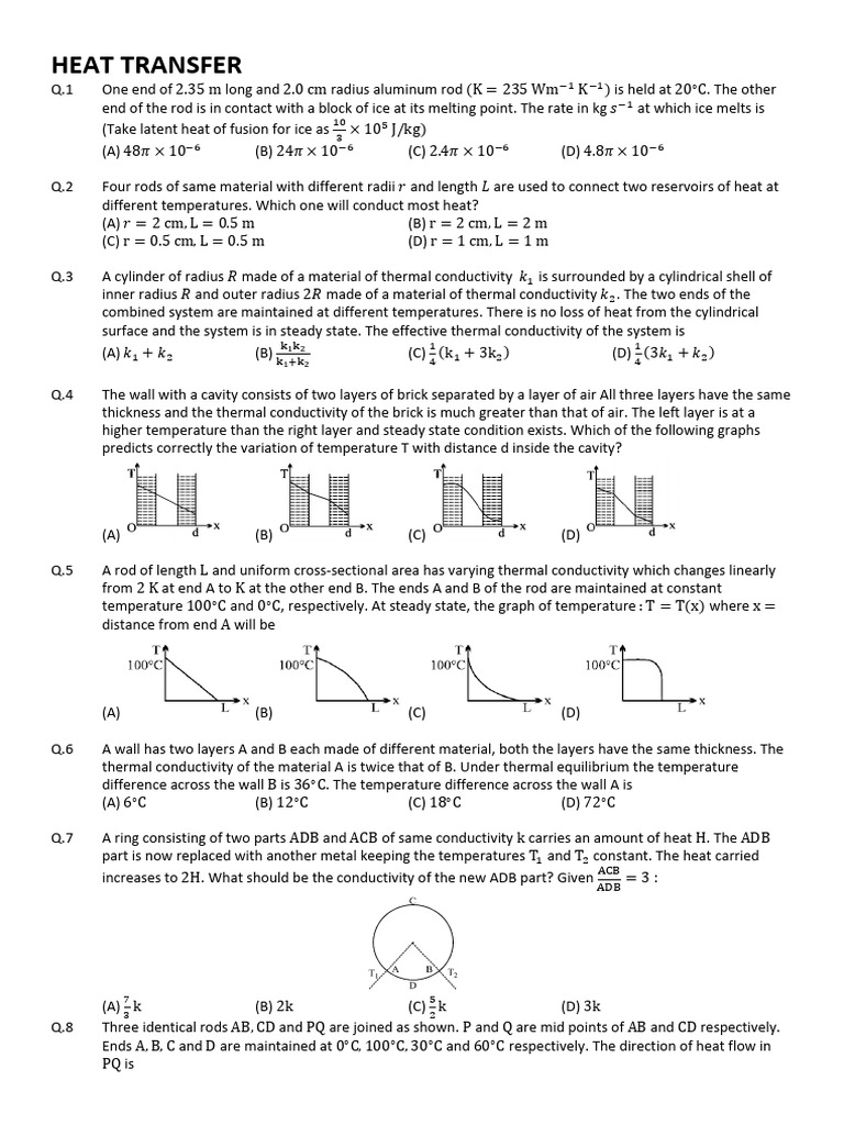 Assignment - Heat Transfer | PDF | Thermal Conductivity | Heat