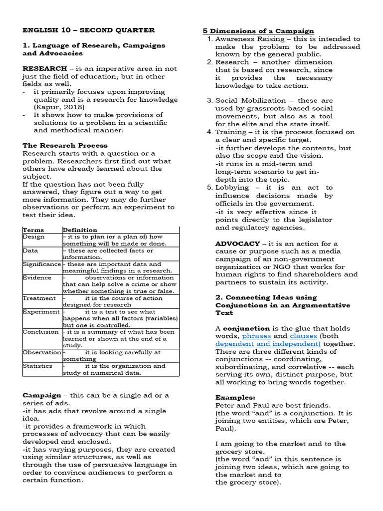 ENGLISH-10-FACT-SHEET-2nd-Quarter | PDF | Verb | Rhetoric