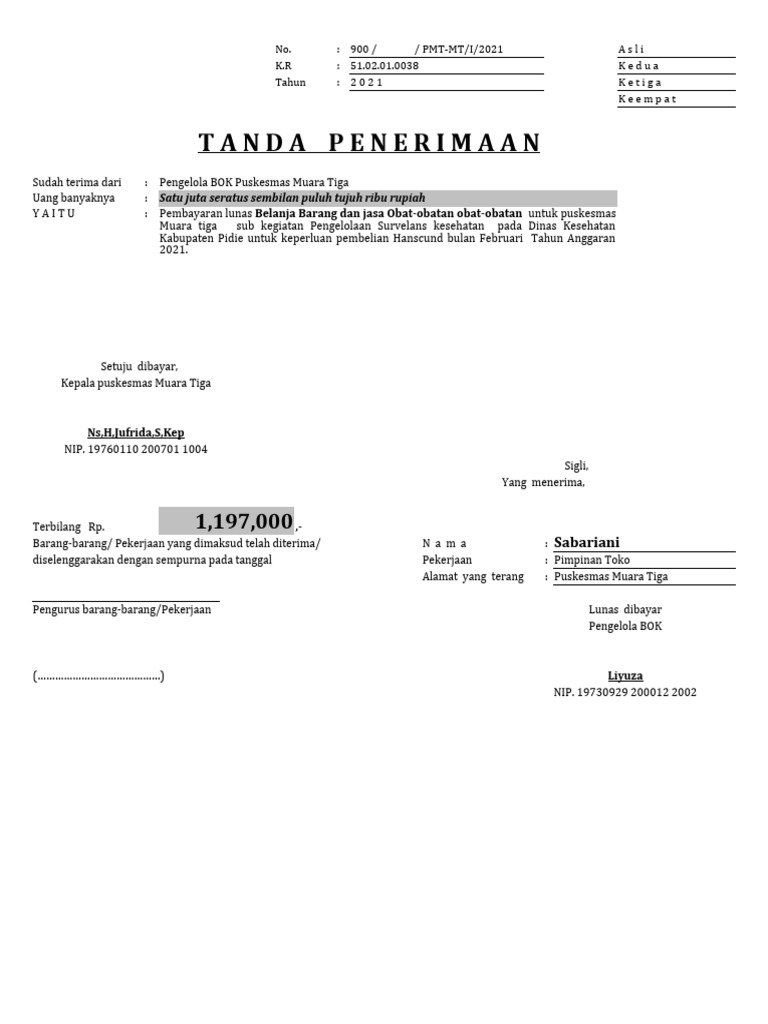 1 Kwitansi Dinas | PDF