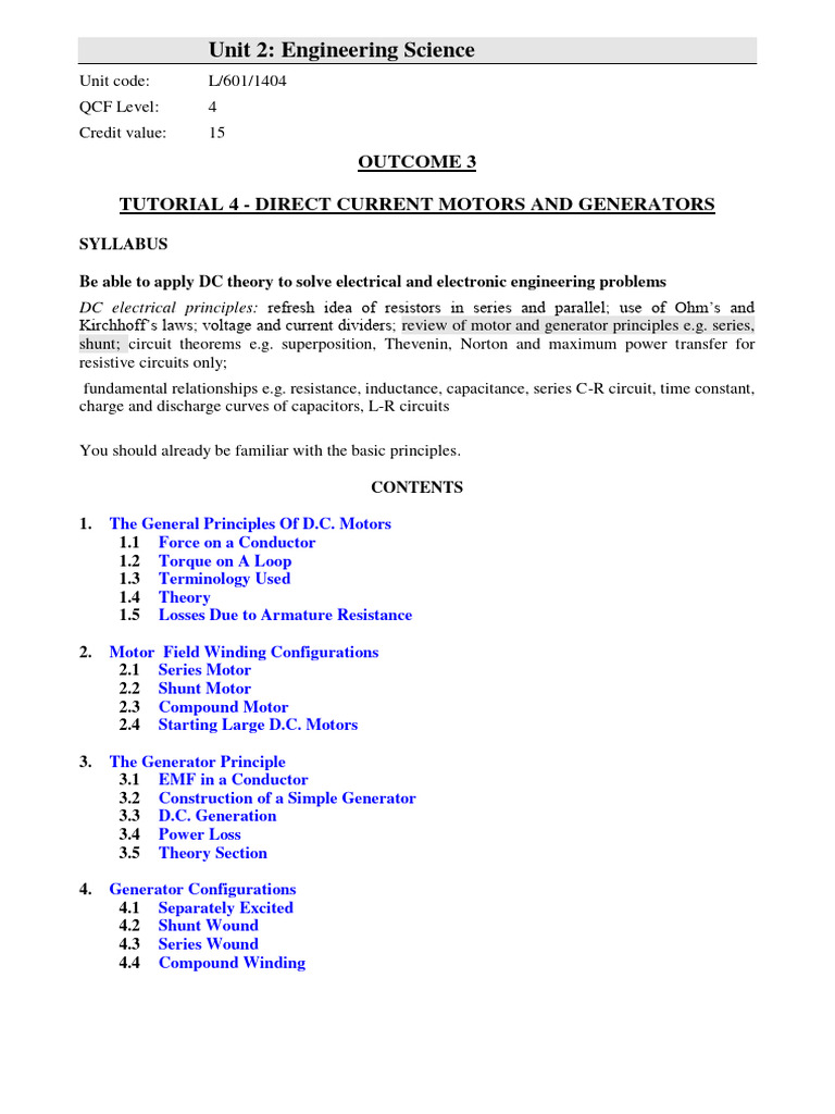 DC Motor Calculations | PDF | Electric Motor | Electric Generator