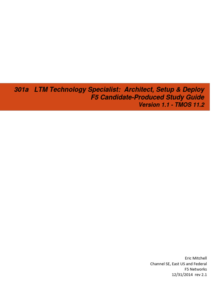 F5 301a - Study Guide - LTM Specialist r2 | PDF | Port (Computer Networking) | Networking
