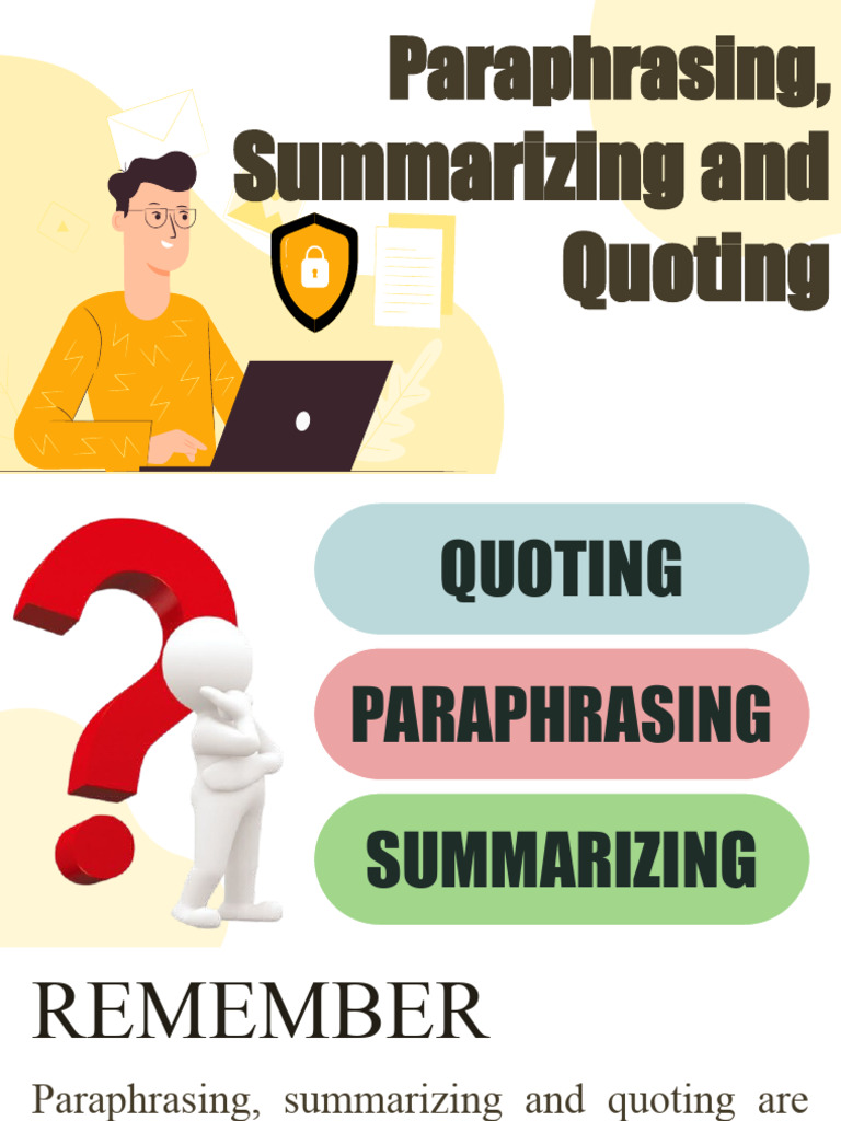 Scientific Writing Paraphrasing Quoting and Summarizing | PDF ...