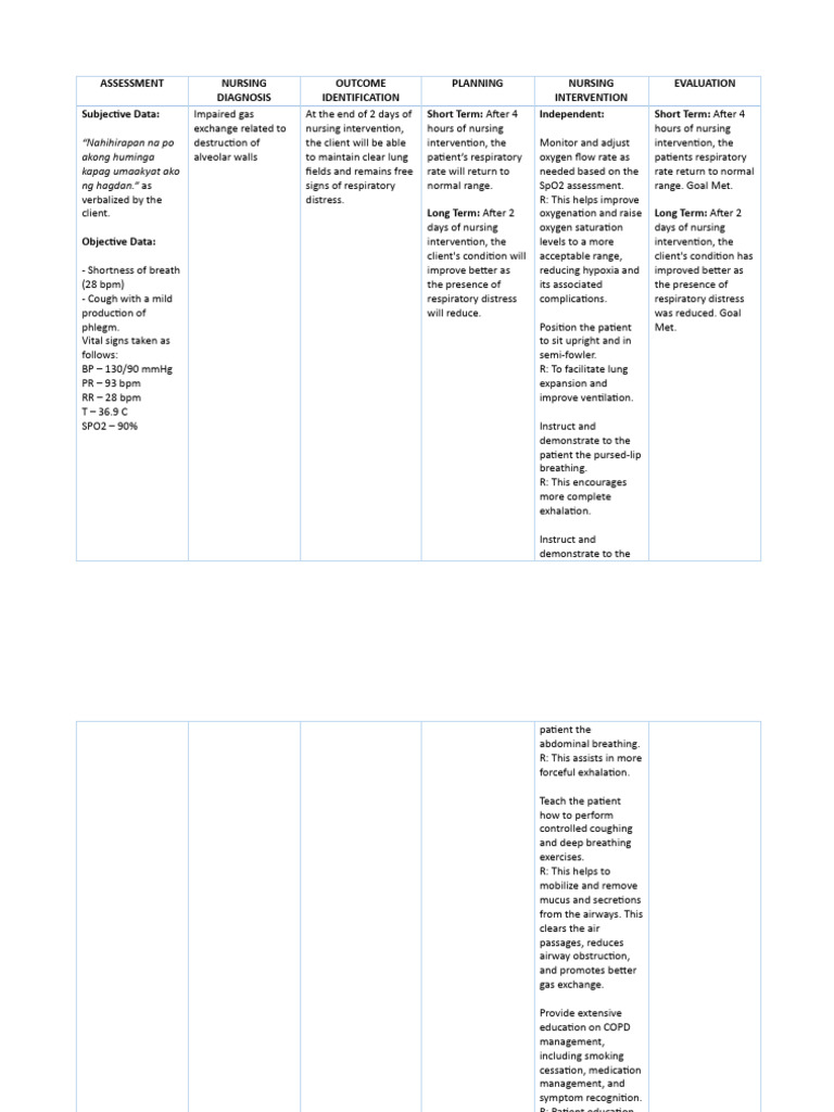 Emphysema NCP | PDF | Respiratory Tract | Chronic Obstructive Pulmonary Disease