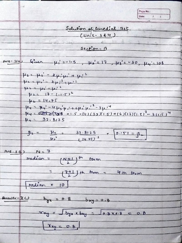 Solution of Remedial Test 1 | PDF
