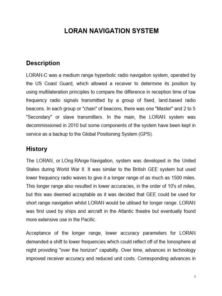 Loran Navigation System: Description | PDF | Computer Engineering | Electrical Engineering