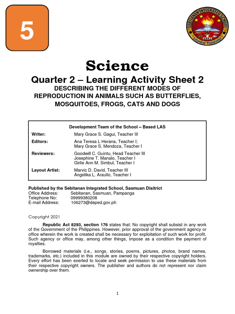 LAS Science-5 Q2 | PDF | Fertilisation | Egg