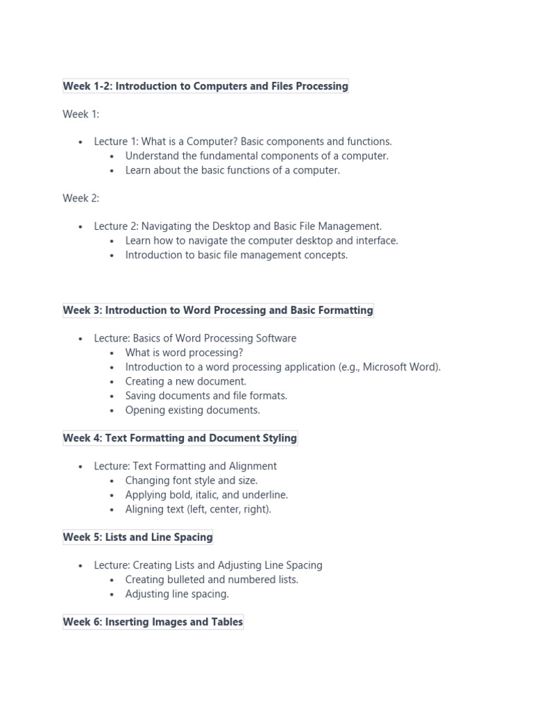 Computer Syllabus Five To Eight | PDF