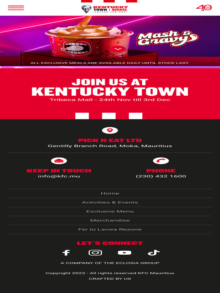 KFC Mauritius Exclusive Menu Details | PDF