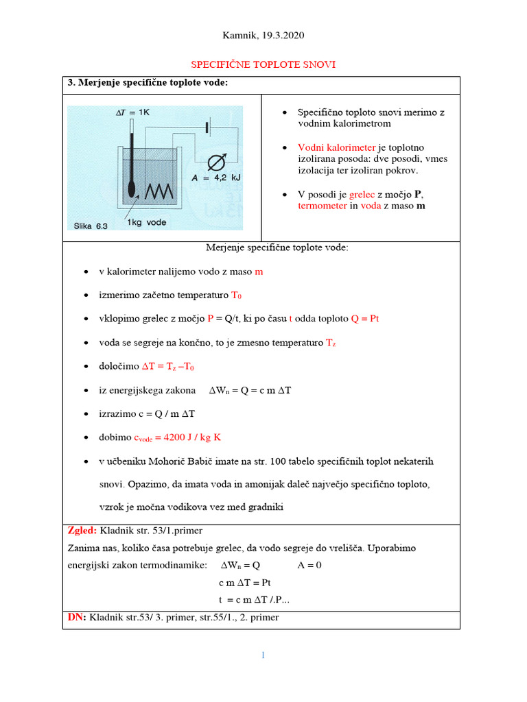 003 SPECIFIČNE TOPLOTE 19.3.20 | PDF