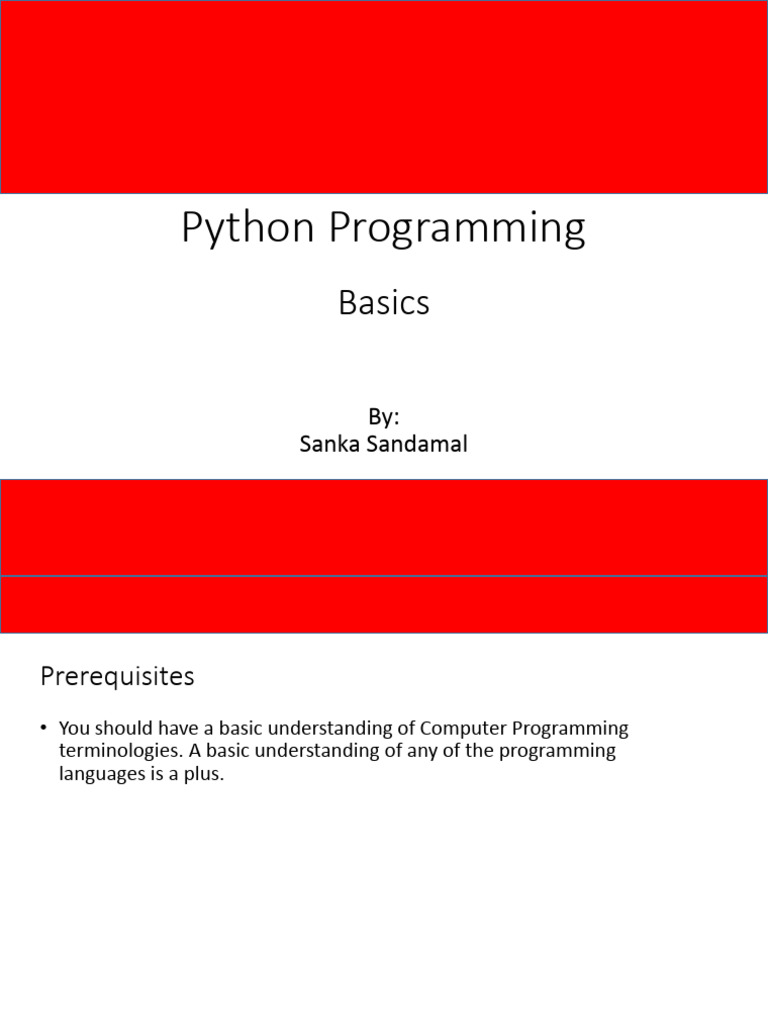02 Python Programming Basics Part I | PDF | Python (Programming Language) | Reserved Word