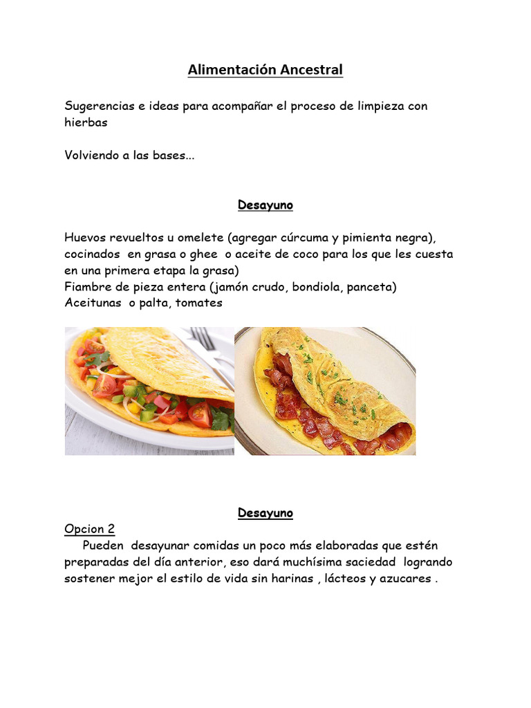 Menú de Alimentación Ancestral | PDF | Menudencias | Ingredientes de comida