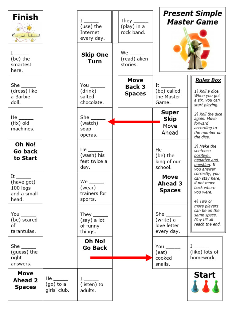 Present Simple Board Game Games - 22090 | PDF