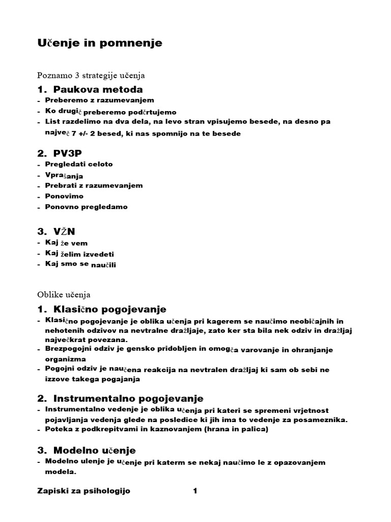 Psi Sno Ucenje Pomnenje 01 | PDF