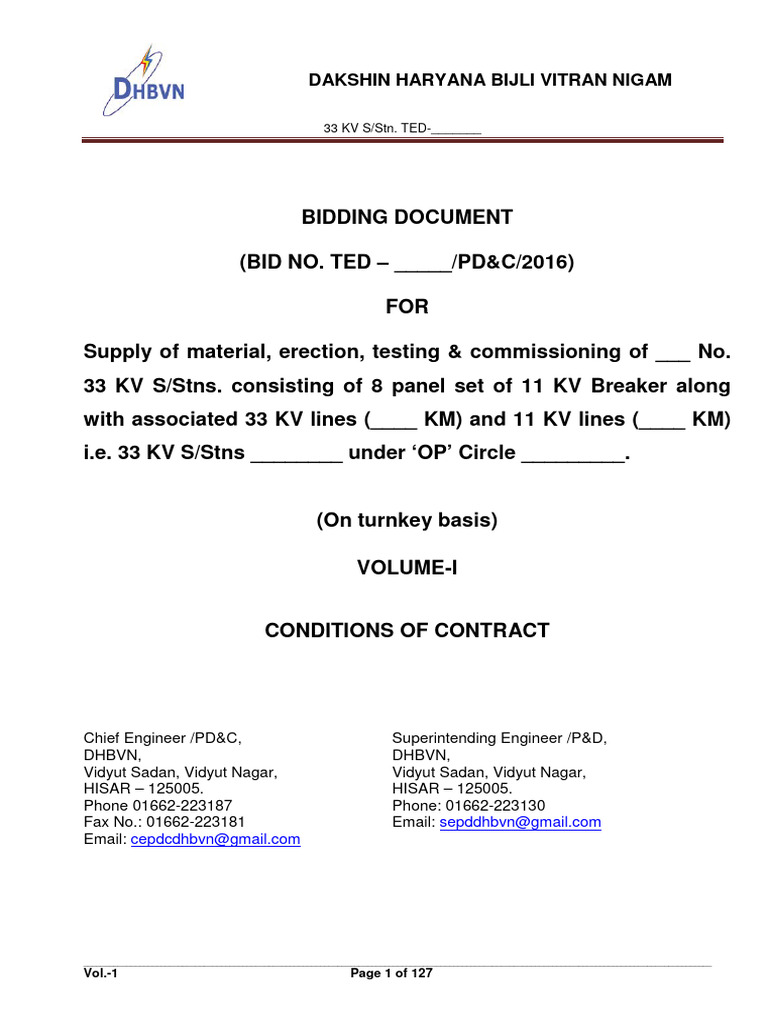 Vol-1 33 KV Sub-Station | PDF | Joint Venture | Electrical Substation