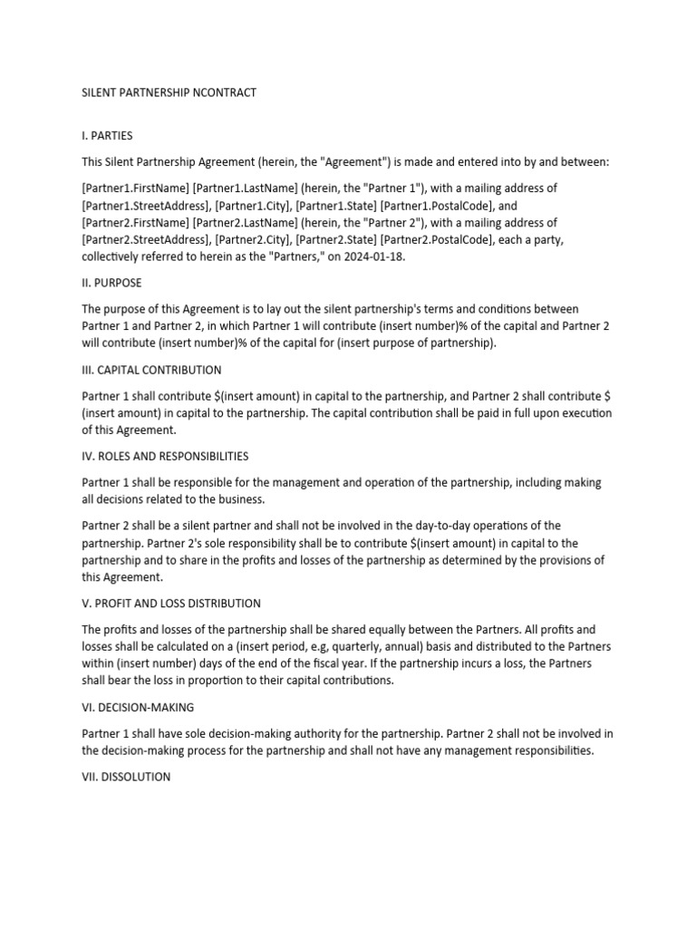 Silent Partnership | PDF | Partnership | Civil Law (Legal System)