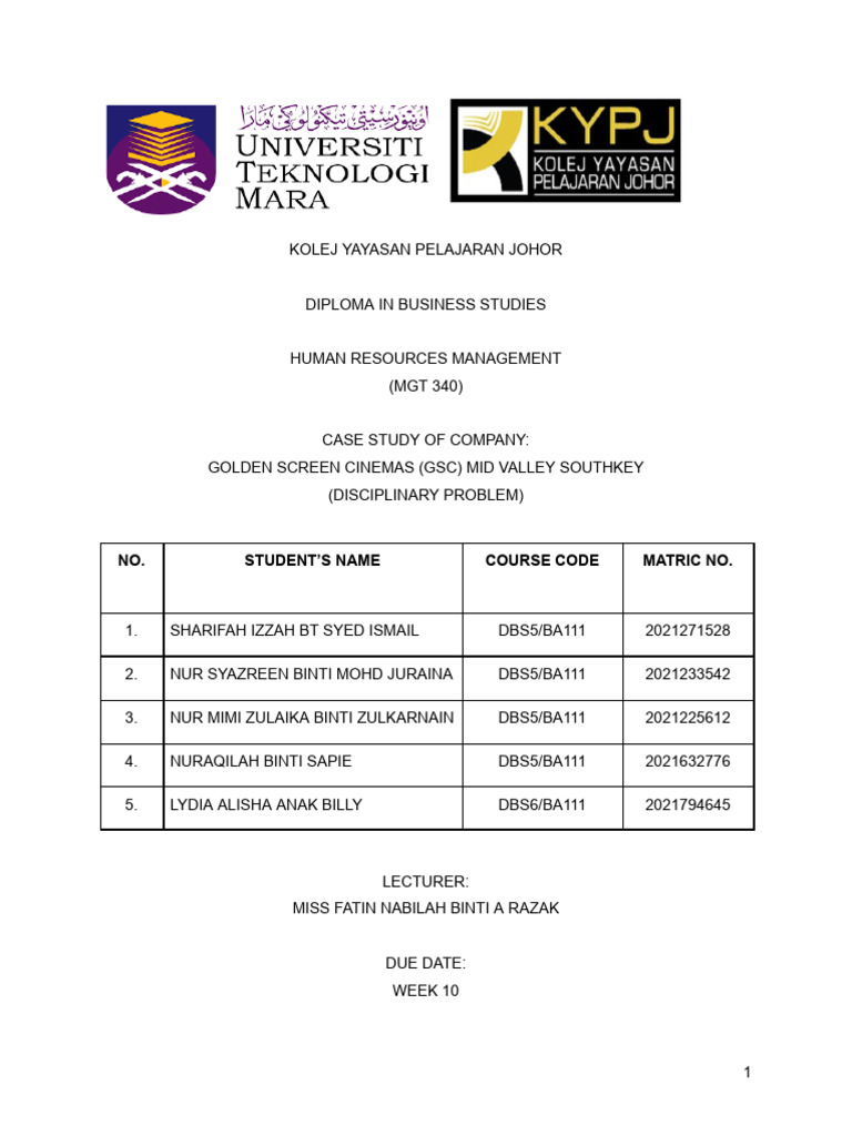 Mgt340 Group Assignment Syazreen, Aqilah, Mimi, Izzah, Lydia | PDF Mgt340 Group Assignment Syazreen, Aqilah, Mimi, Izzah, Lydia | PDF