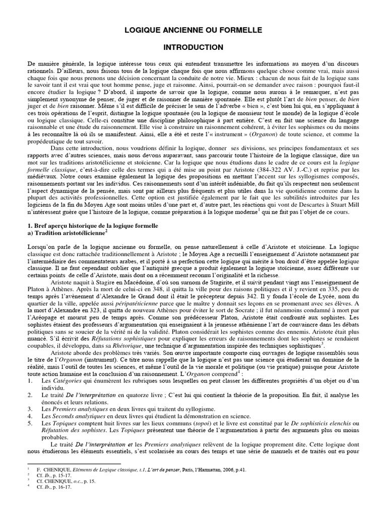 Introduction à la logique formelle | PDF | Vérité | Aristote