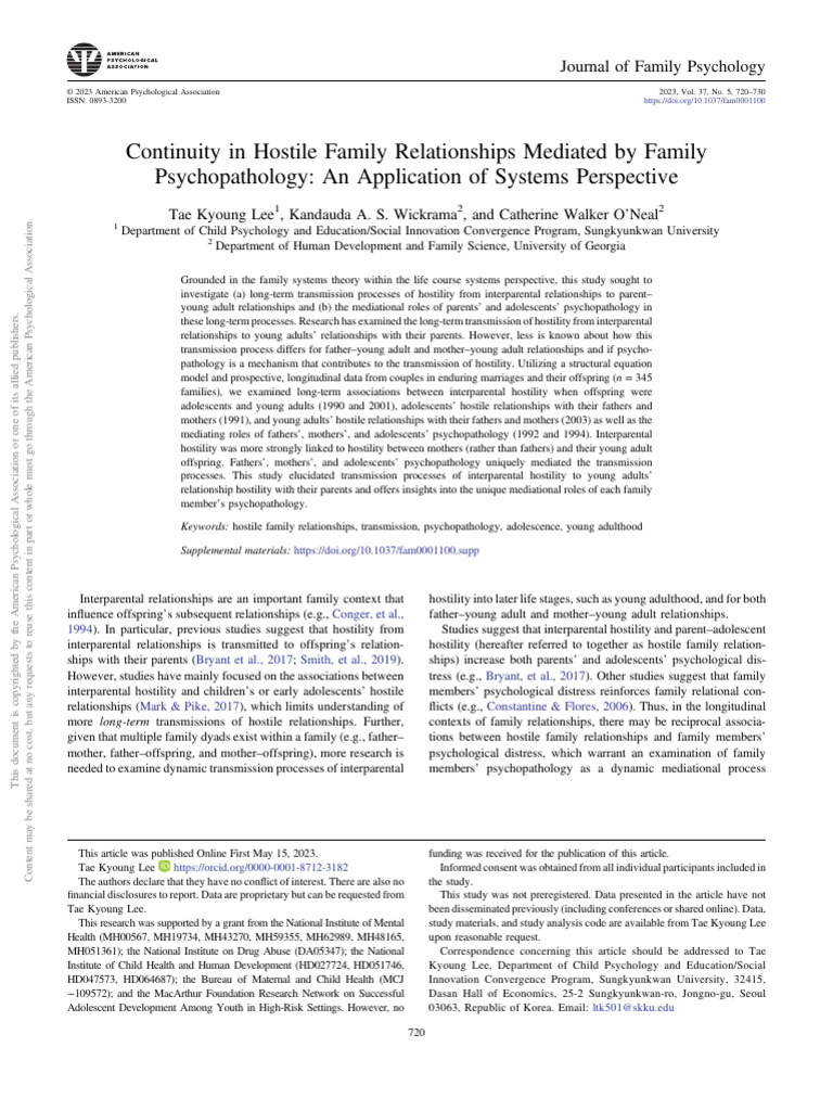 Family Psychology | PDF | Adolescence | Psychology