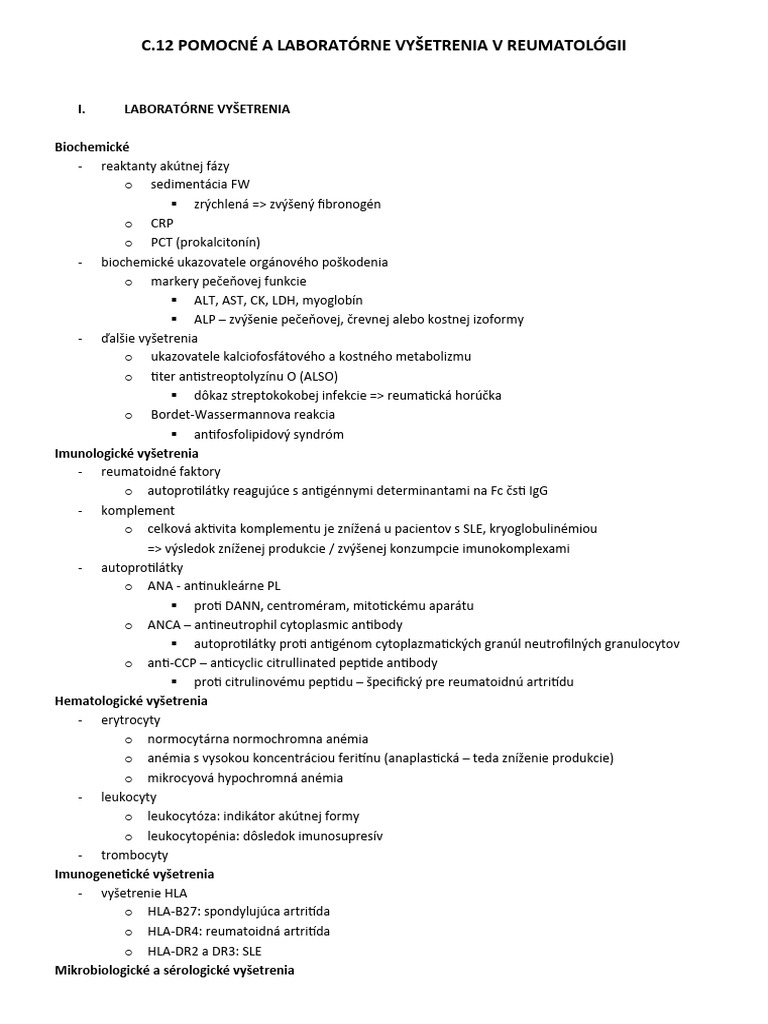 C13. Ochorenia V Reumatológii | PDF