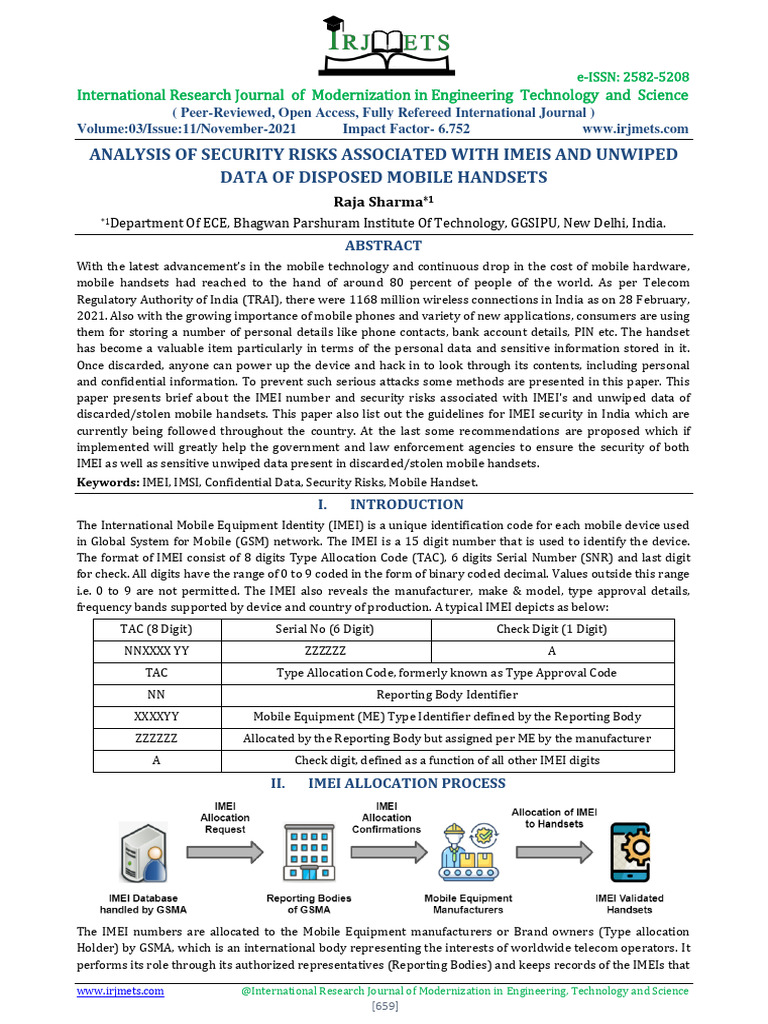 Fin Irjmets1637305506 | PDF | Mobile Phones | Mobile Telecommunications