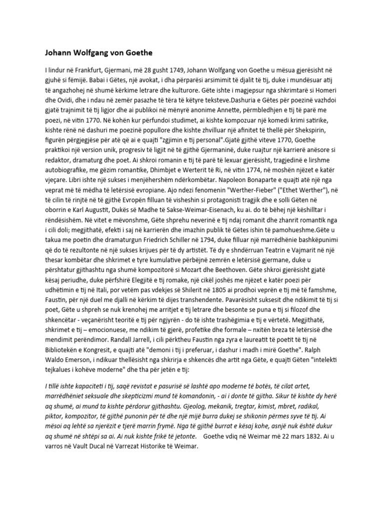 Johann Wolfgang Von Goethe | PDF