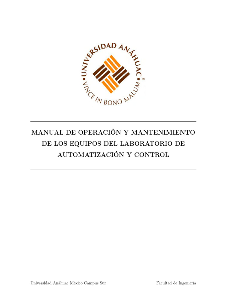 Manual de Operaciones y Mantenimiento de Los Equipos Del Laboratorio de Automatizacion y Control ...