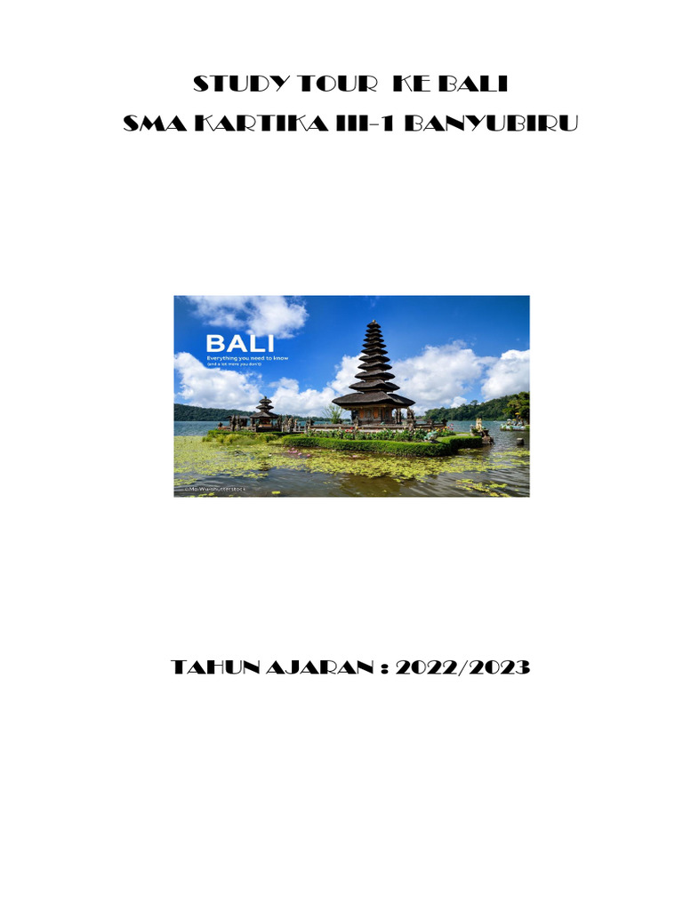 Panduan Study Tour Bali Siswa 2022-2023 | PDF