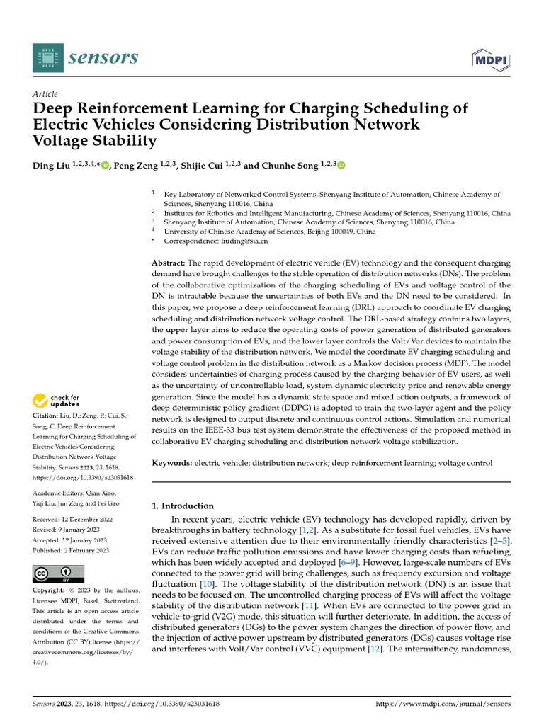Deep Reinforcement Learning For Charging Schedulin | PDF | Electric Vehicle | Electric Power ...