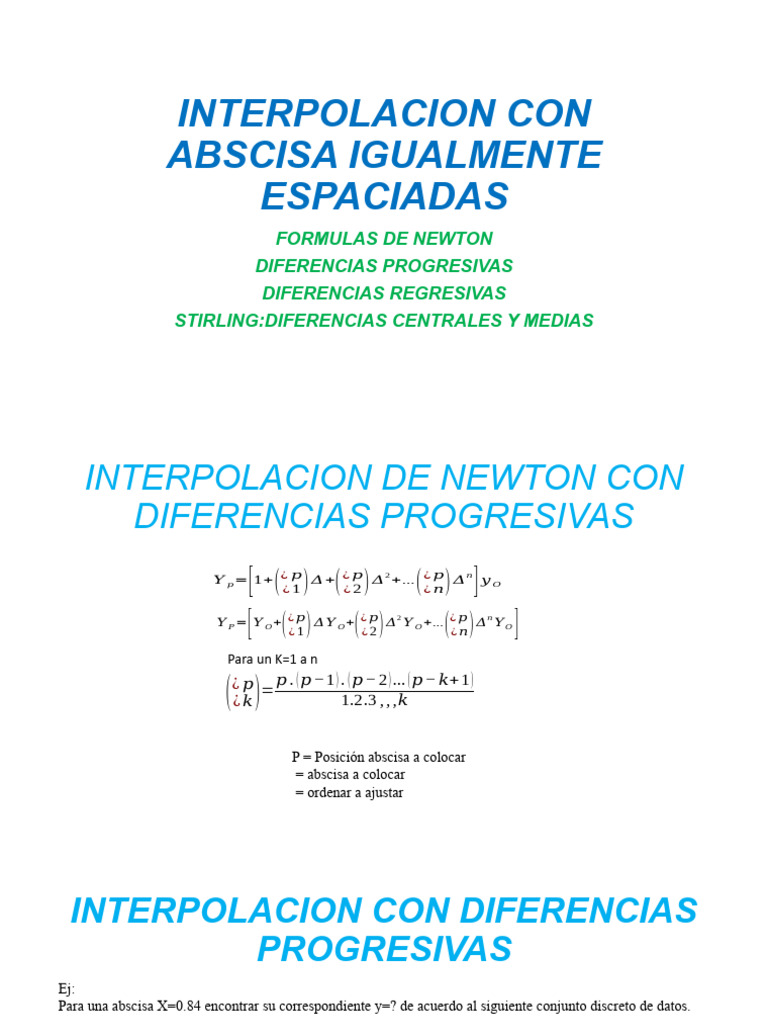Interpolacion Con Abscisa Igualmente Espaciadas | PDF | Análisis ...