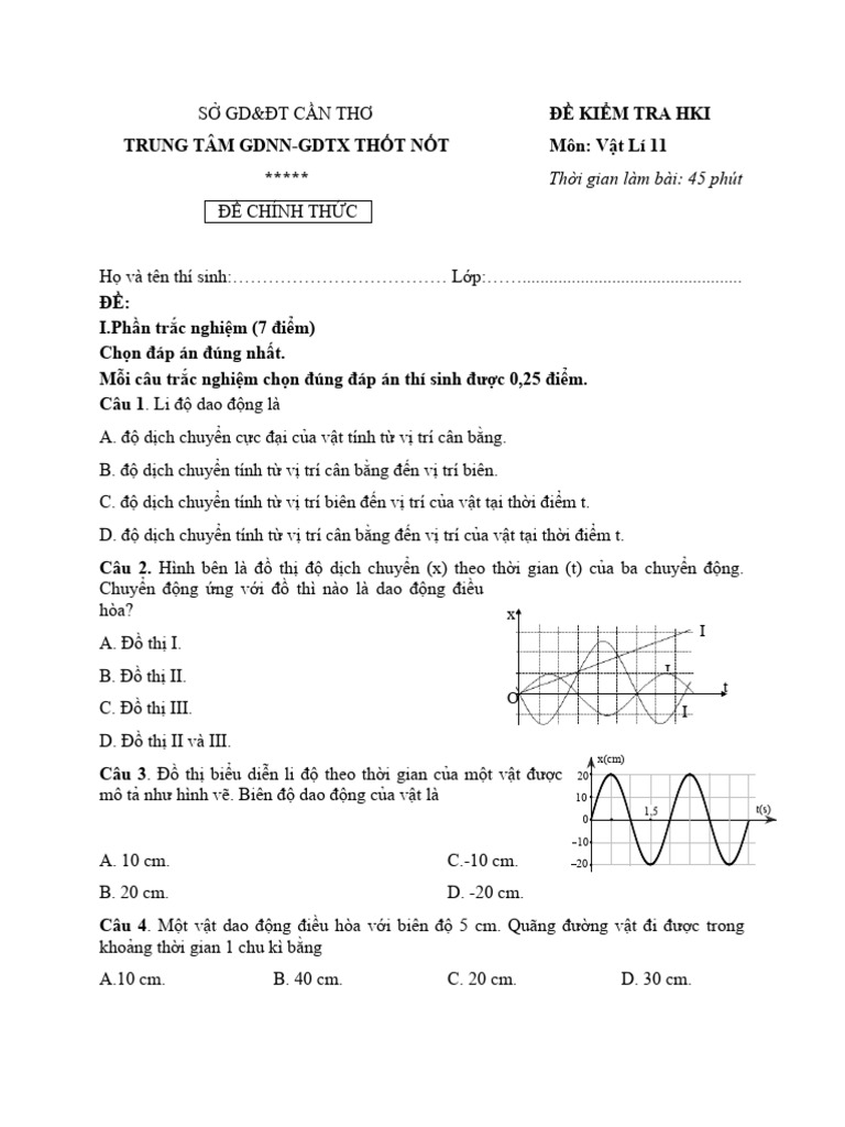 ĐỀ THI + ĐÁP ÁN LỚP 11 HKI NĂM 2023-2024 | PDF