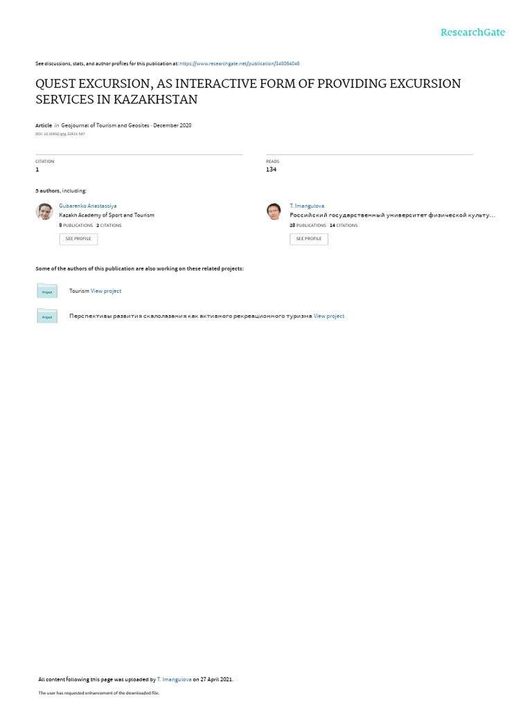 Quest Excursion As Interactive Form of Providing e | PDF | Survey ...