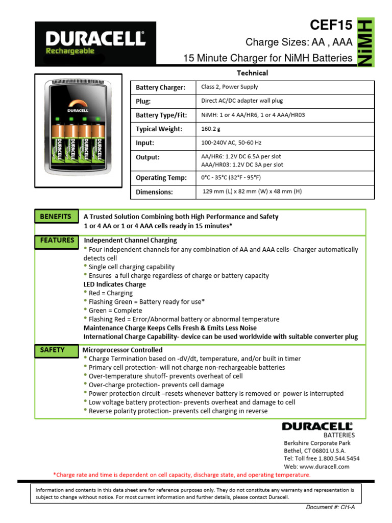 Duracell CEF15 15-Minute Charger Guide | PDF | Battery Charger ...