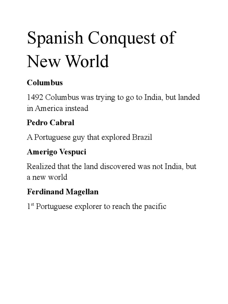 Spanish Conquest of New World: Columbus | PDF | Conquistador | Hernán ...
