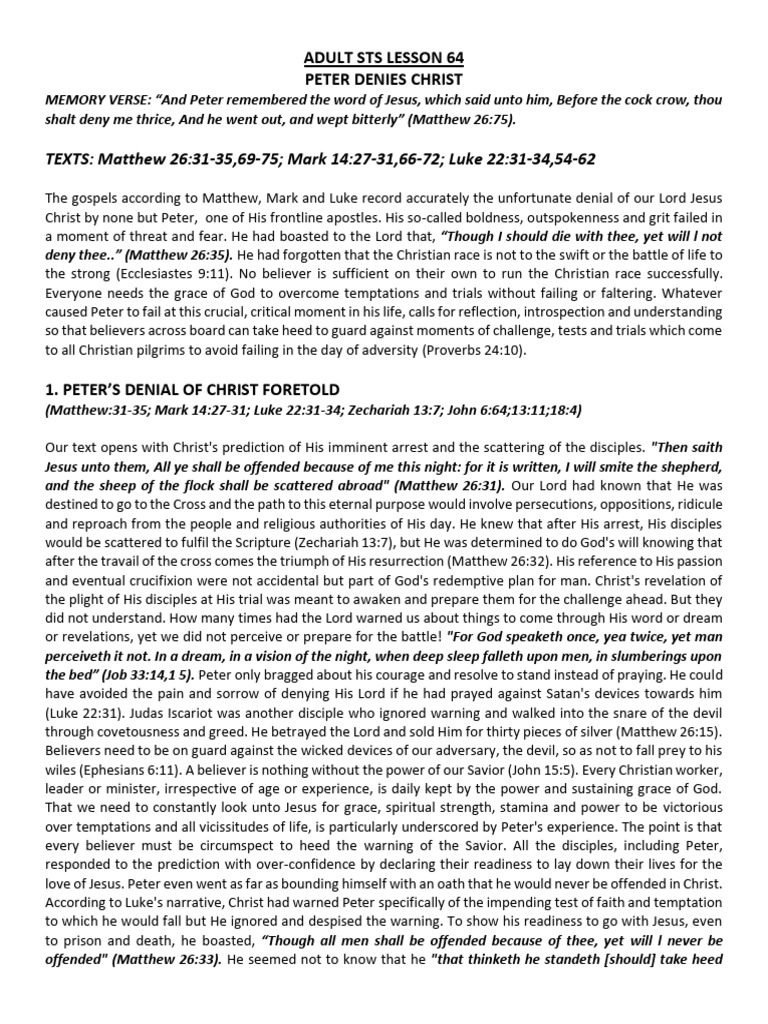 Lessons from Peter's Denial | PDF | Jesus | Saint Peter