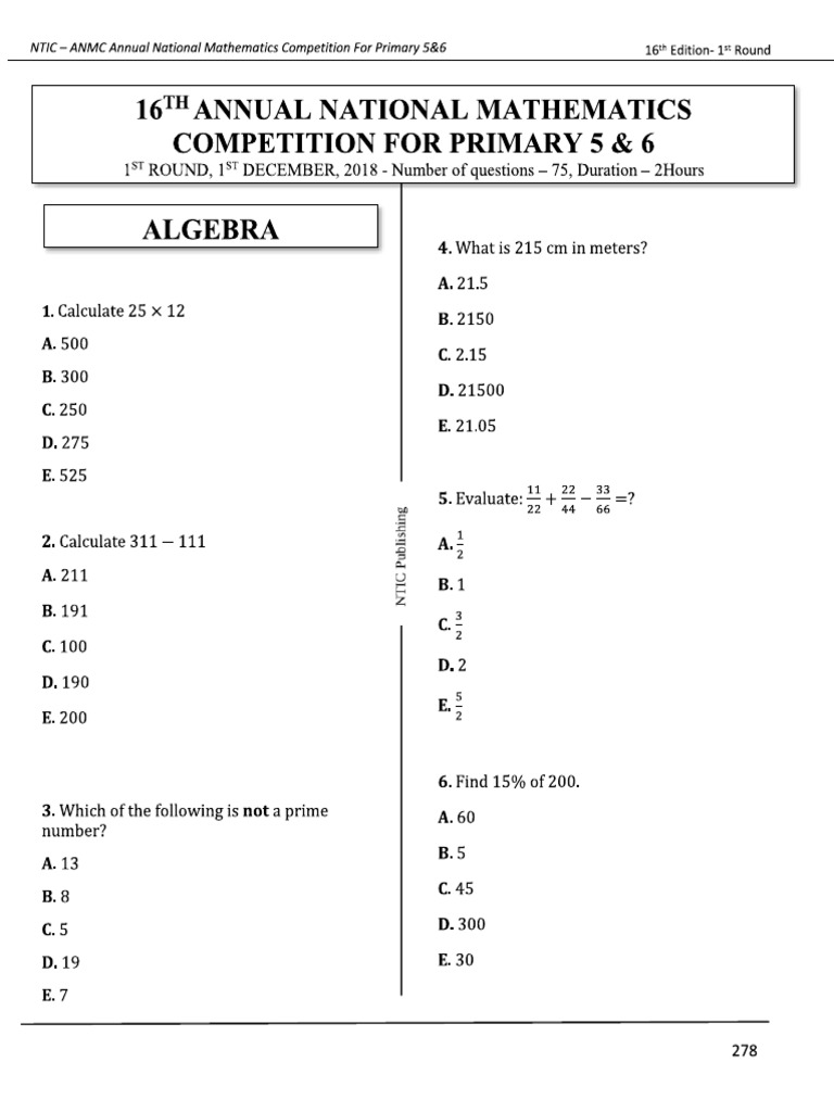 16th ANMC Past Year Questions | PDF