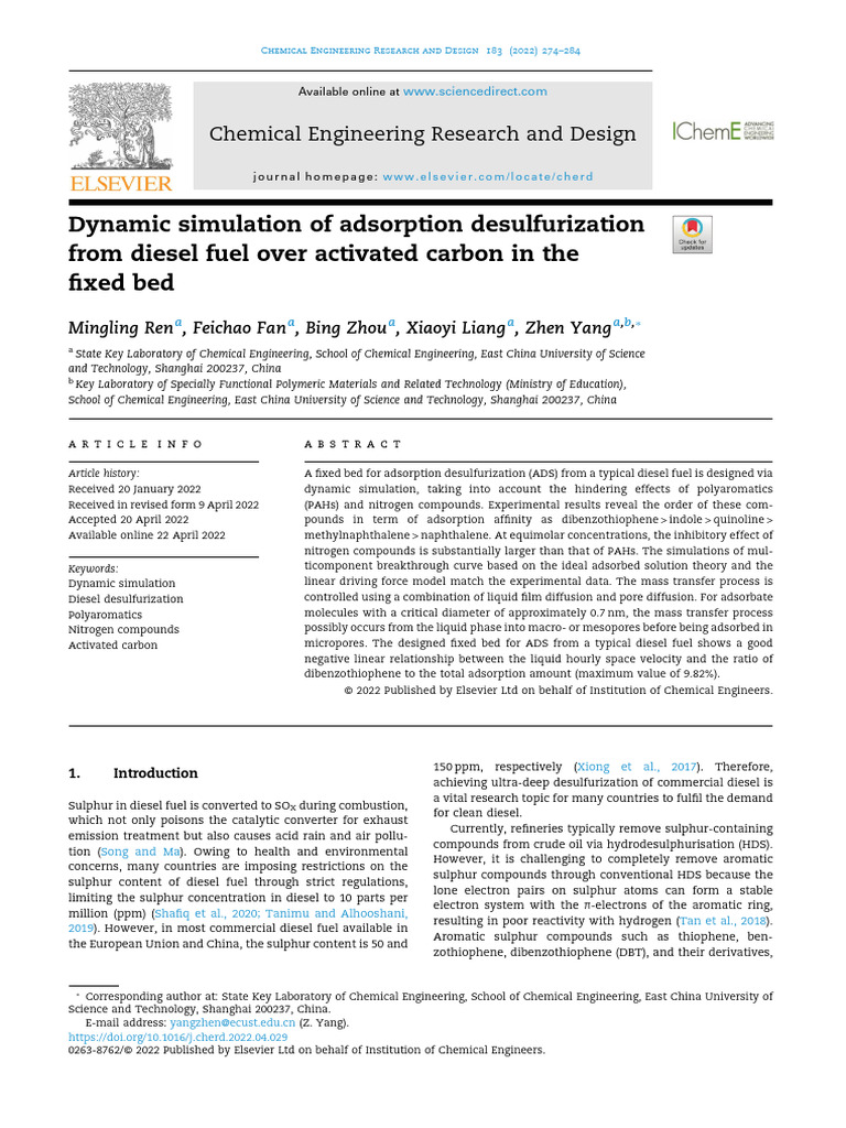 adsorption desulfurization | PDF | Adsorption | Chemistry