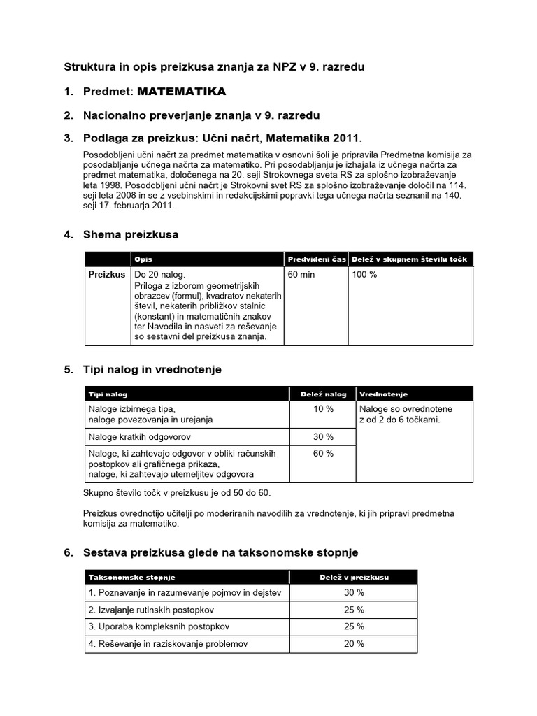 Struktura NPZ Mat - 9 - 2023 | PDF