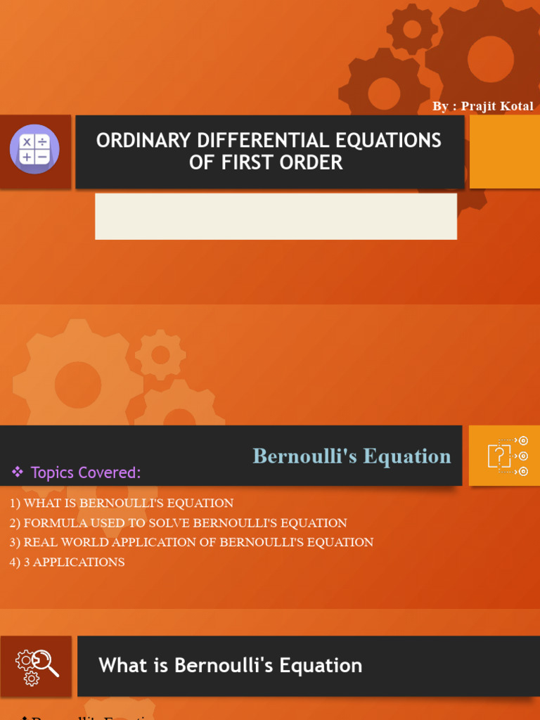 Maths Bernoulli's Equation | PDF