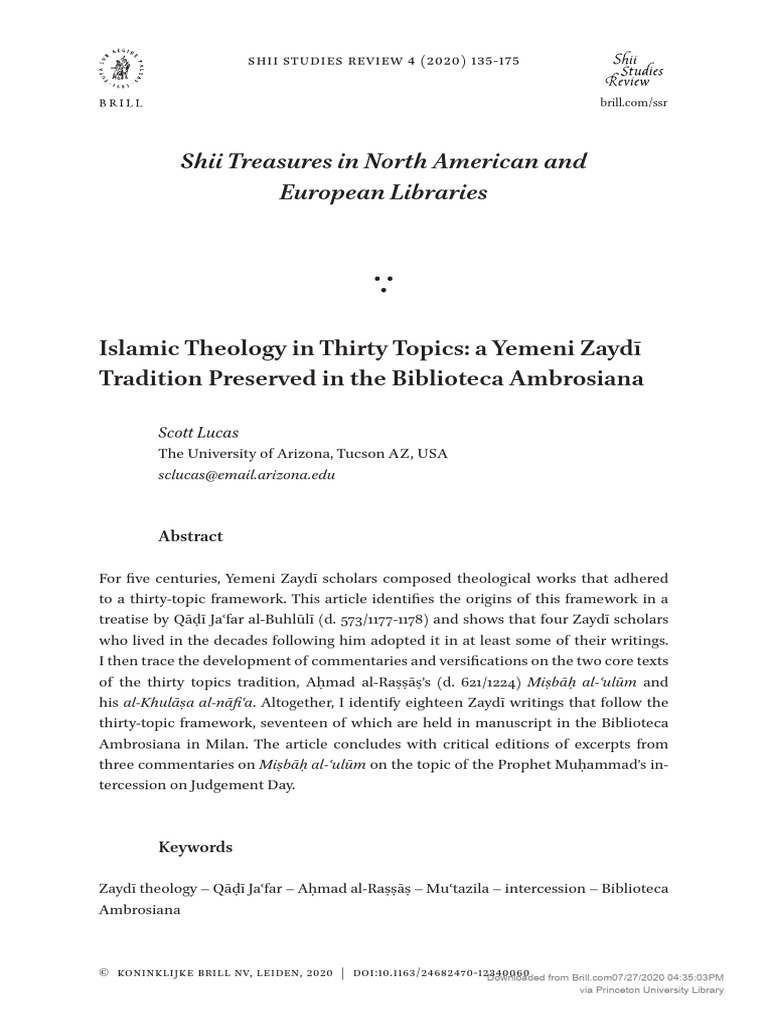 Islamic Theology in Thirty Topics A Yeme | PDF | Shia Islam | Sunni Islam