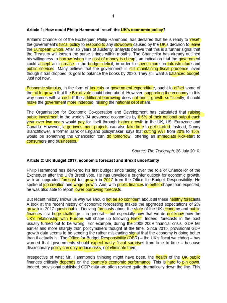 FISCAL POLICY Case Study (Answers) | PDF | Fiscal Policy | Deficit Spending