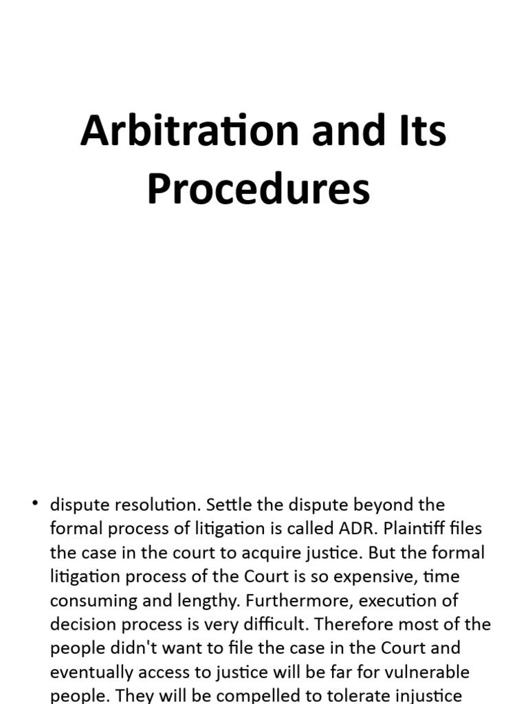 Arbitration and Its Procedures | PDF | Alternative Dispute Resolution ...