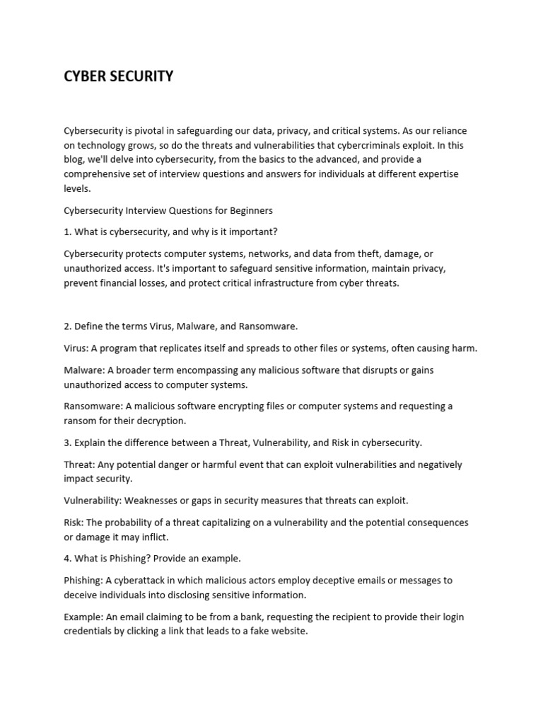 Cyber Security Pdf Security Computer Security