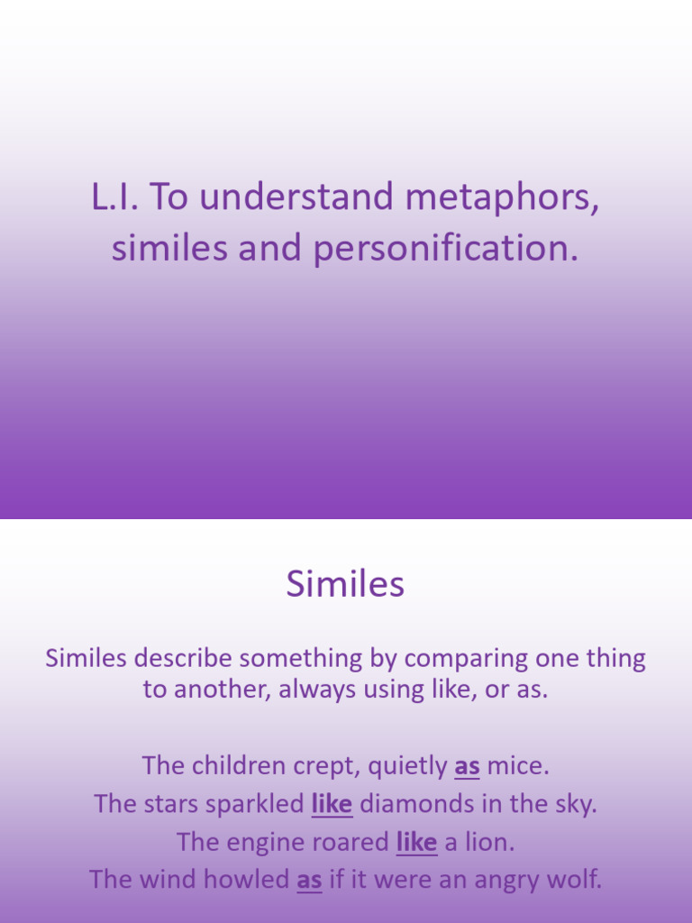 Similes Metaphors and Personification PowerPoint | PDF | Poetic Devices ...