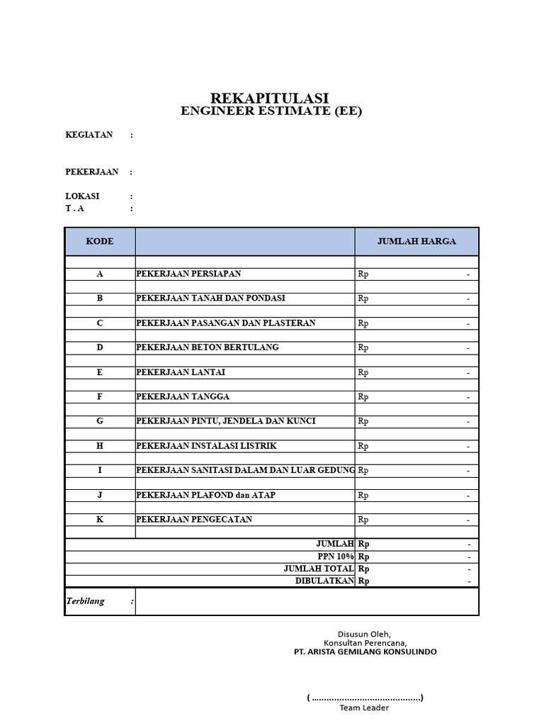 Format Rab Dan Back Up | PDF