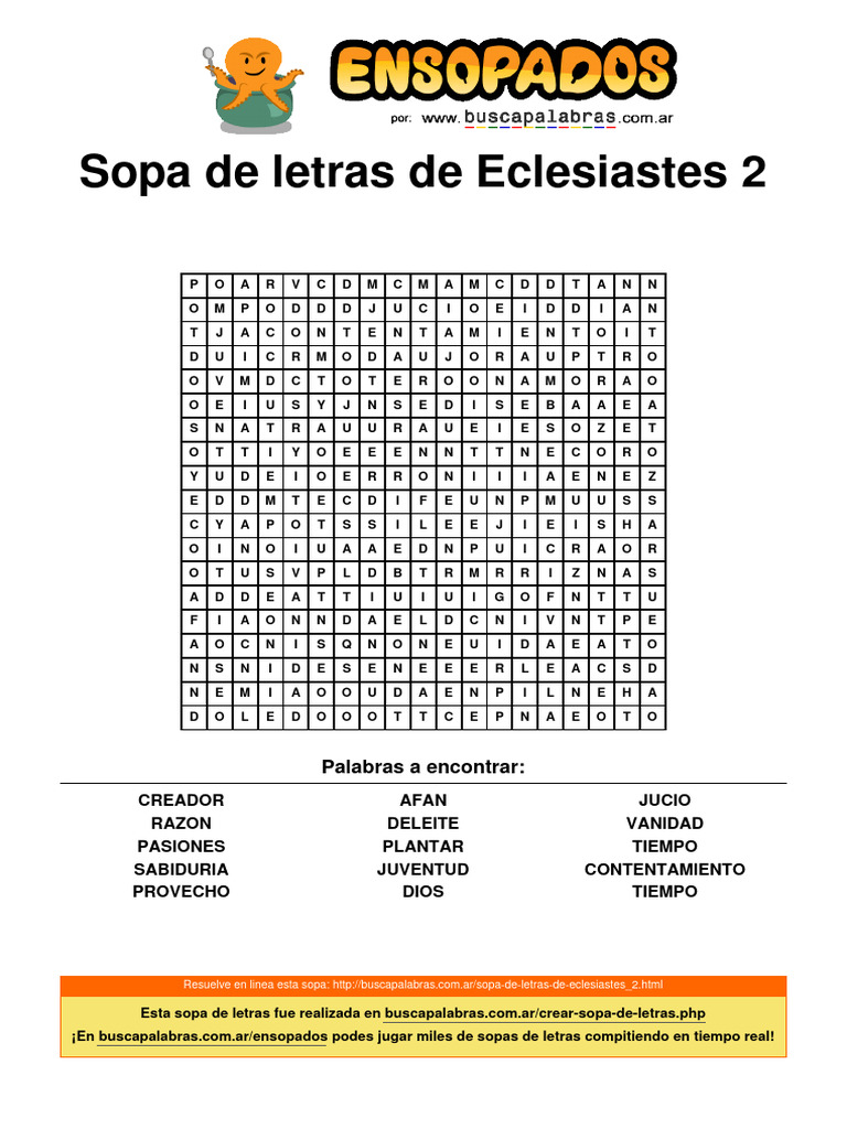 Sopa de Letras de Eclesiastes 2 | PDF