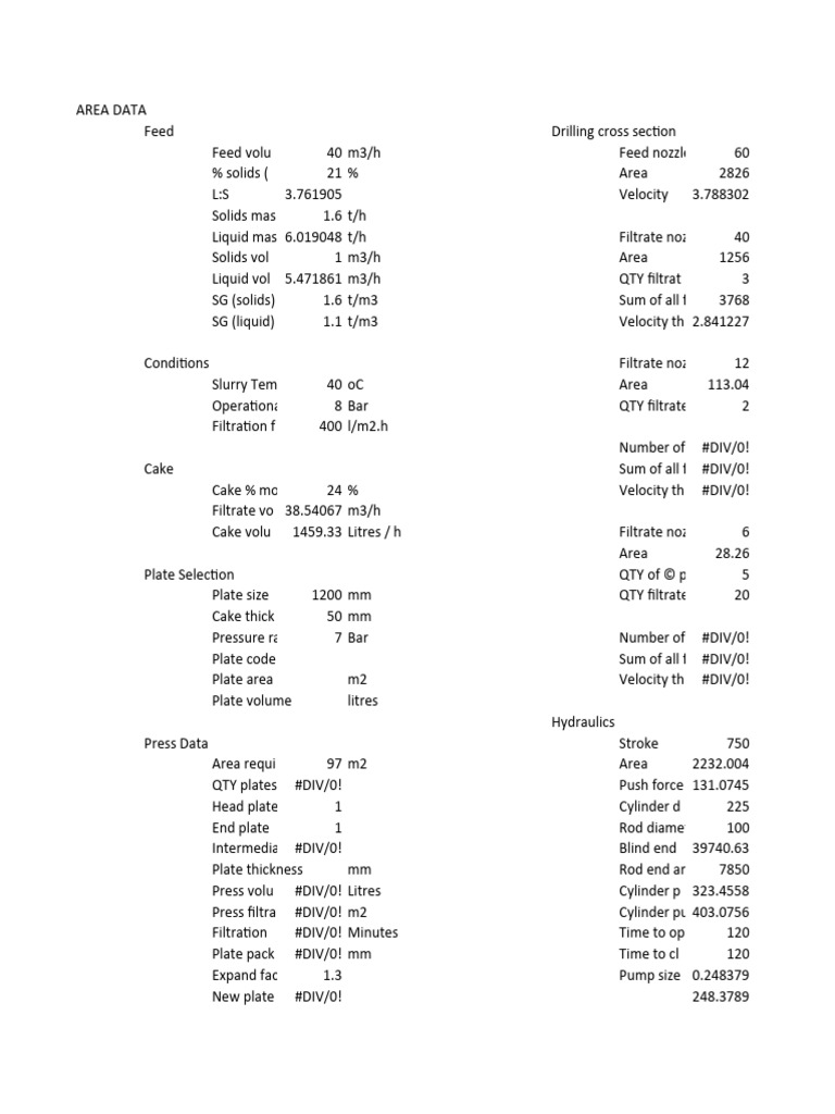 Filter Press Mass Balance Template | PDF | Filtration | Gases